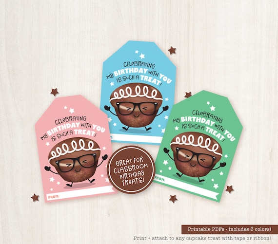 Classroom Birthday Treat Tag Printable Birthday Treat Bag Tag Chocolate ...