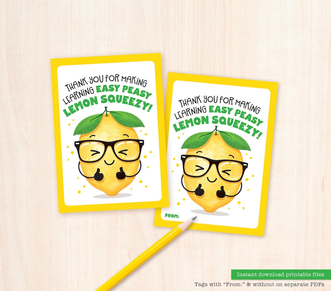 Teacher Appreciation Week Gift Tag Lemon Themed Thank You Gift Lemonade ...