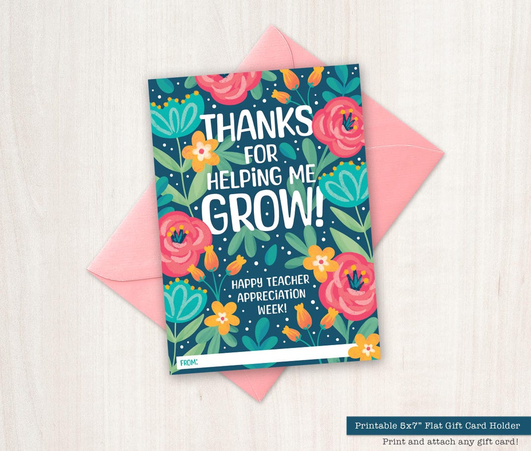 Teacher Appreciation Gift Card Holder Printable Teacher Thank You for ...