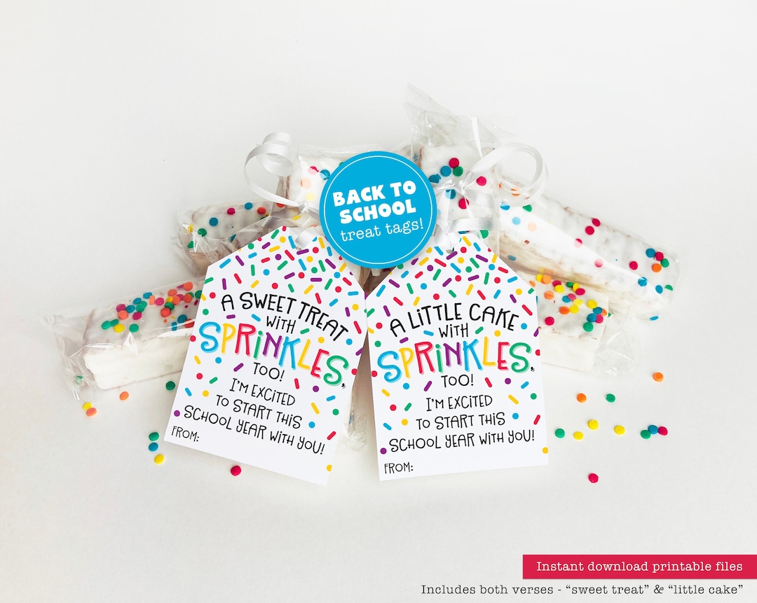 Printable Back to School Treat Tag Classroom Snack Cake Cupcake Cookies ...