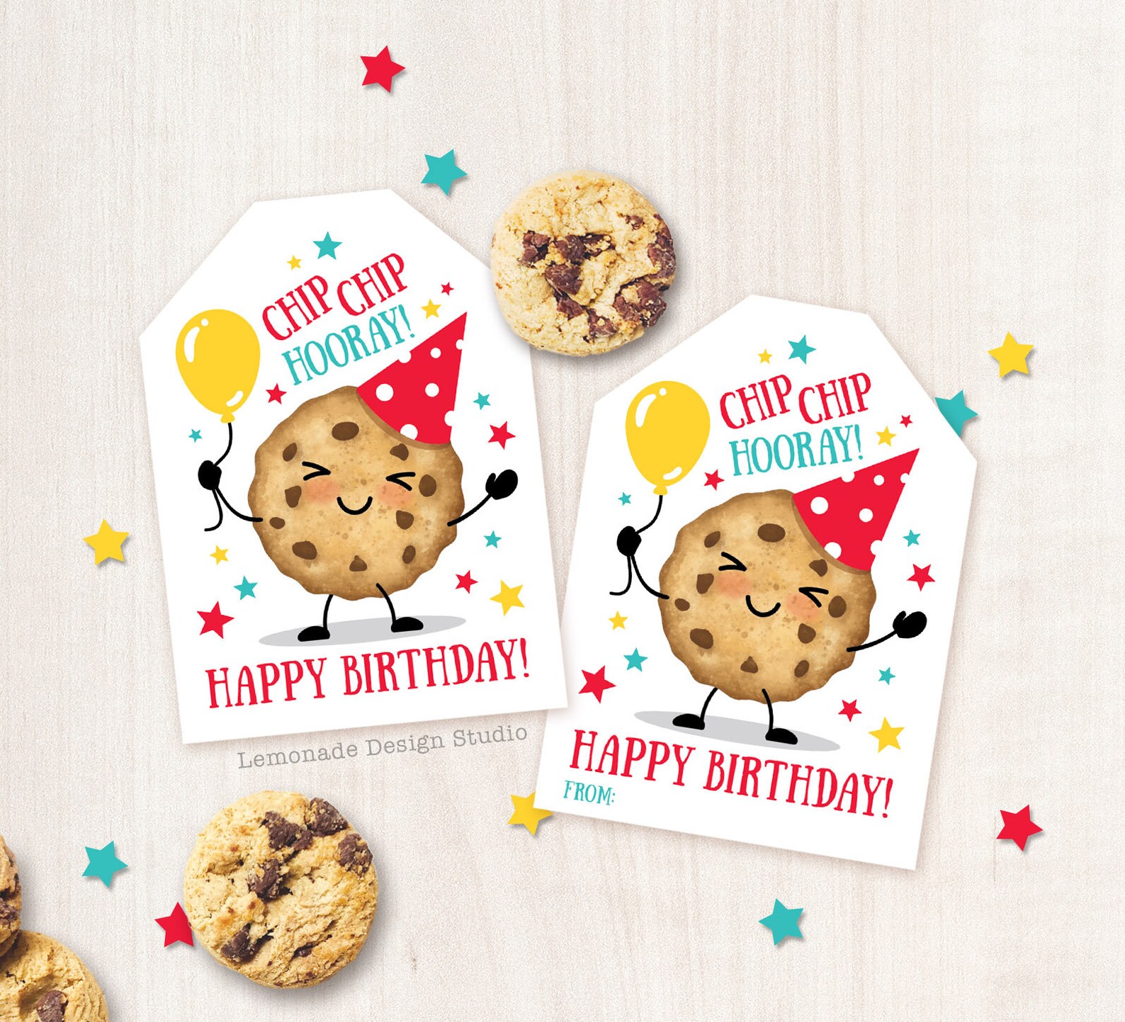 Printable Birthday Gift Tags Treat Bag Chocolate Chip Cookie - Etsy