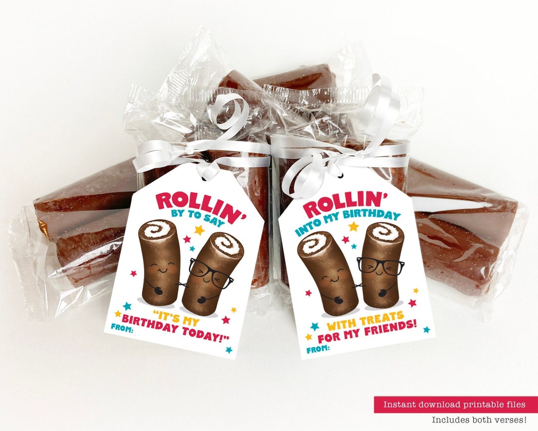 Printable Birthday Treat Tag Classroom Snack Cake Swiss Roll School ...