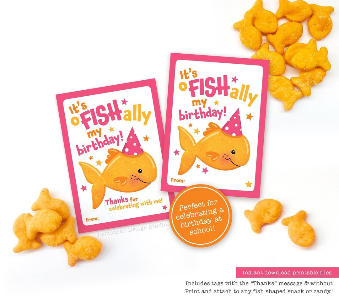 Printable Birthday Treat Tag Classroom Snack Tag Fish Crackers Tag ...