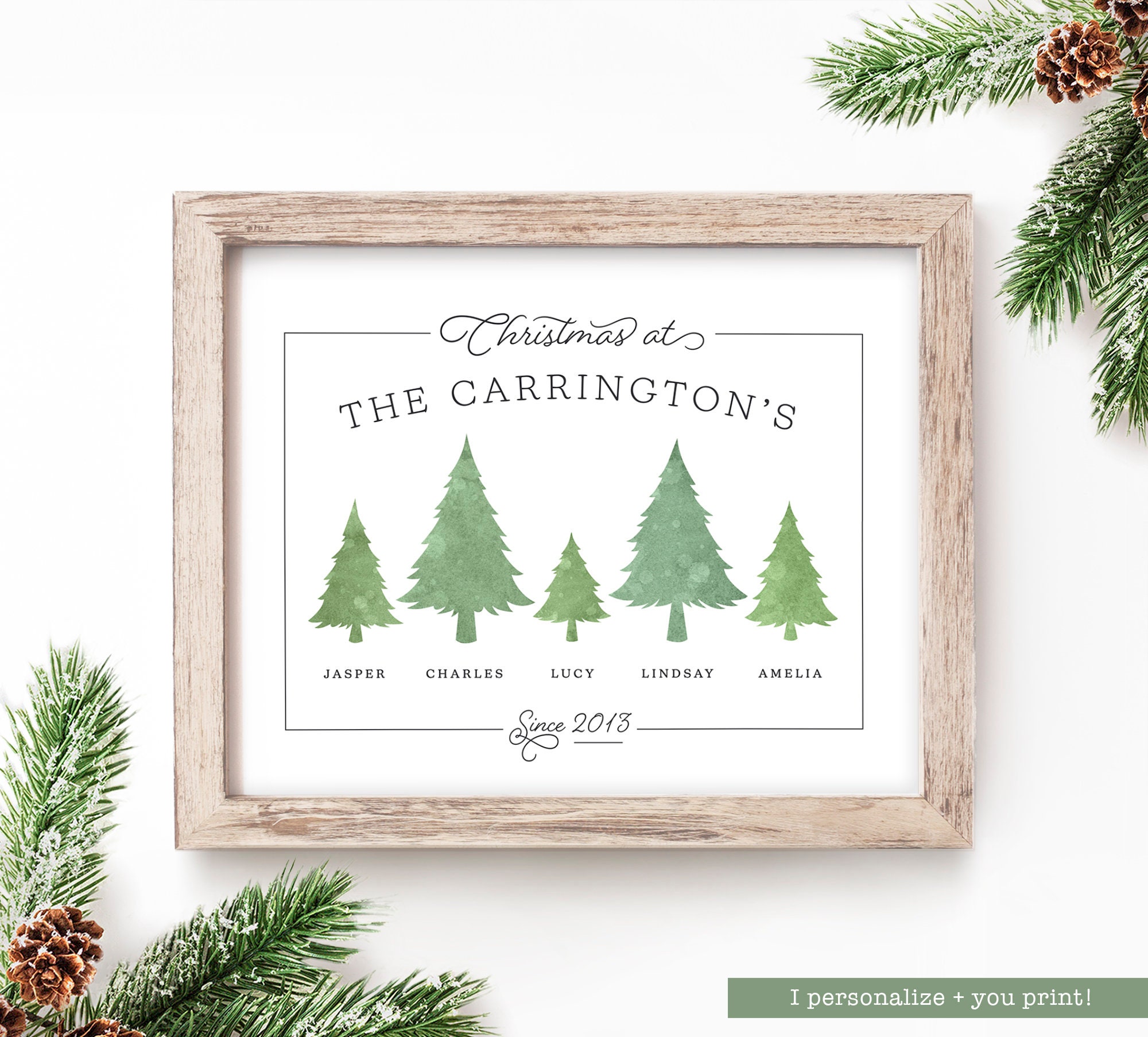 Printable Family Christmas Sign Personalized Christmas Decor | Etsy