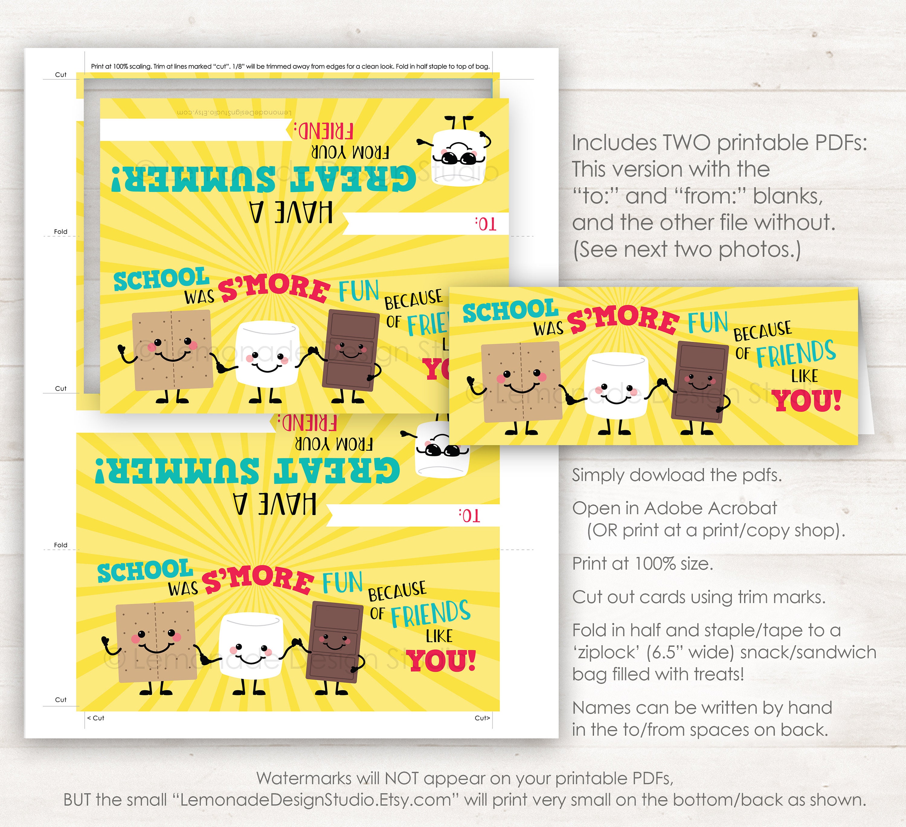 PRINTABLE End Year Gift Tags Smores Tags S'mores Favor | Etsy