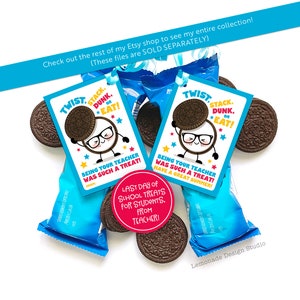 Last Day of School Treat Tag Printable Sandwich Cookie Tag Summer ...