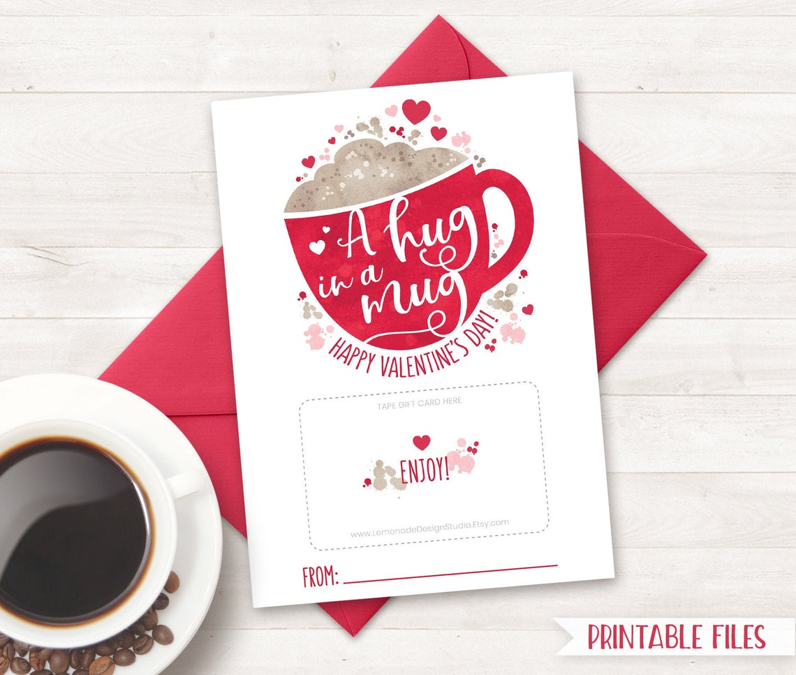 Teacher Valentine Gifts, PRINTABLE Valentine Coffee Gift Card Holder ...