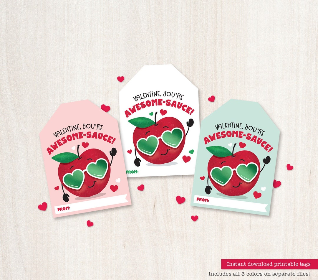 Kids Valentines Kids Valentine Cards Applesauce Valentine Tags - Etsy