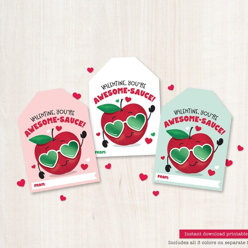 Applesauce Kids Valentine Printables Awesomesauce Classroom - Etsy