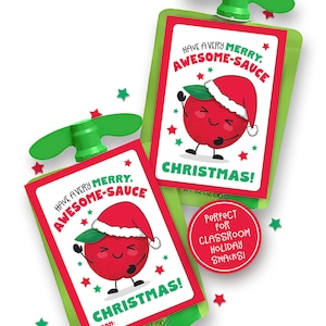 Printable Applesauce Christmas Tag Classroom Non-candy Treat - Etsy