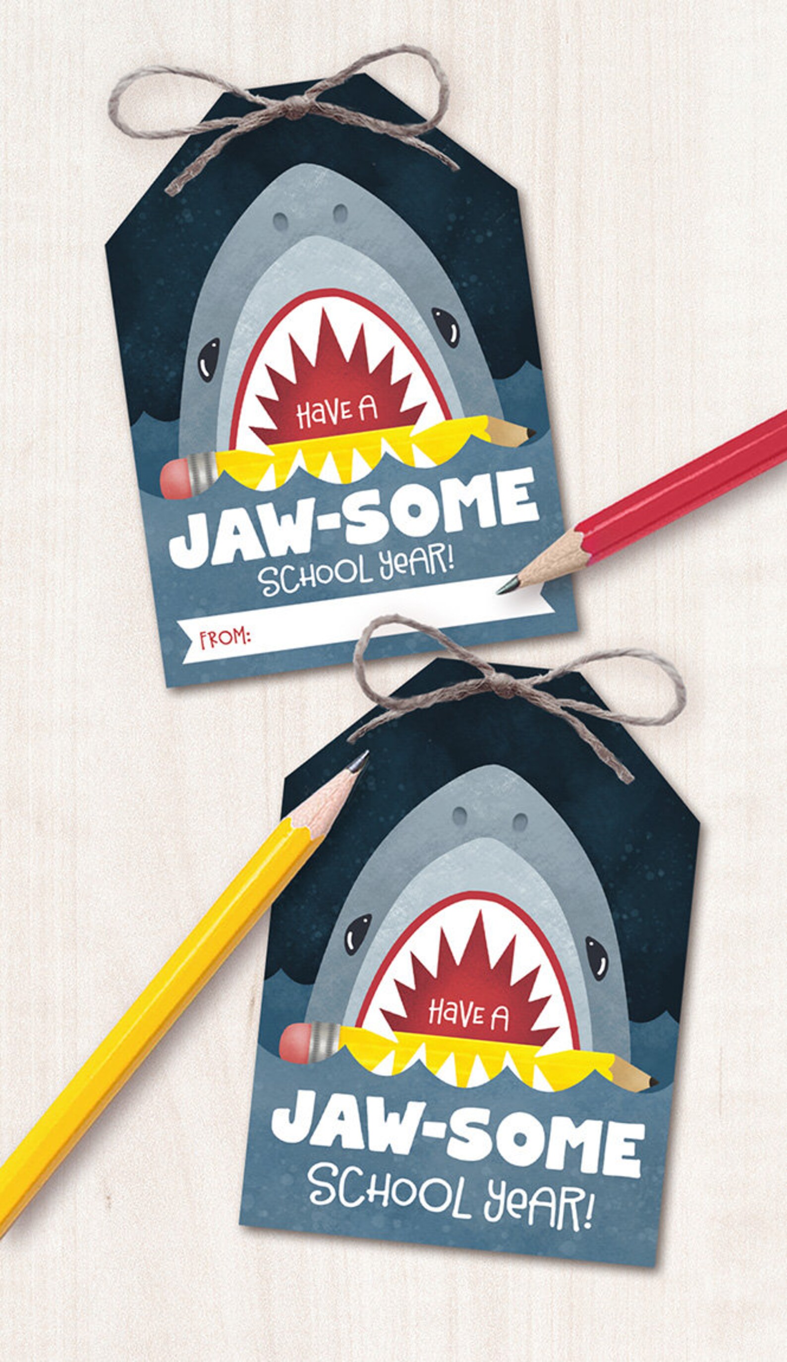 Printable Back to School Gift Tags for Students Shark Pencil - Etsy