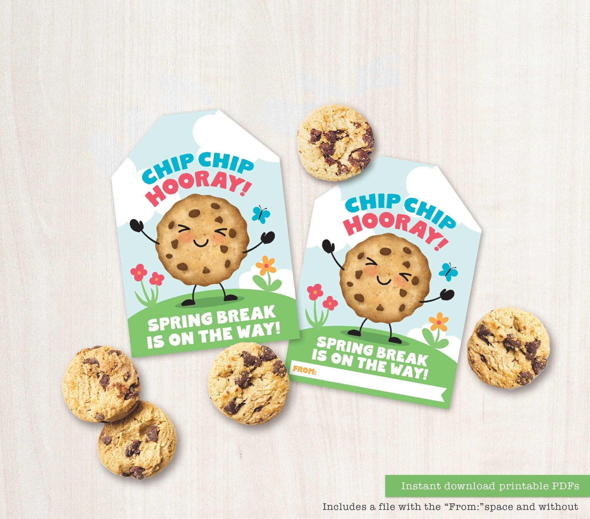 Printable Spring Break Treat Tags Chip Hooray Cookie Tag Printable ...
