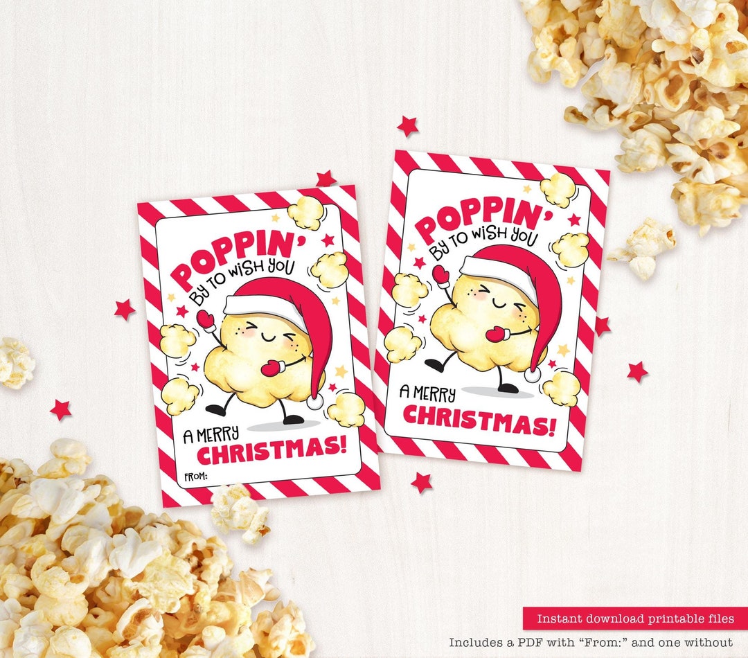 Printable Christmas Popcorn Tags Classroom Treat Bag Christmas Snack ...