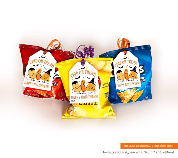 Printable Halloween Chip Tags Trick or Treat Tags Classroom Halloween ...