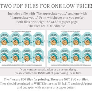 Printable Holiday Cookie Tags Christmas Gift Tags Chocolate Chip Cookie ...