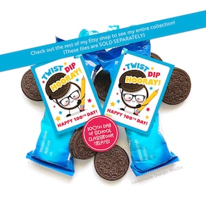 Printable Cookie Birthday Treat Tag Classroom Treat Bag Tag Chocolate ...