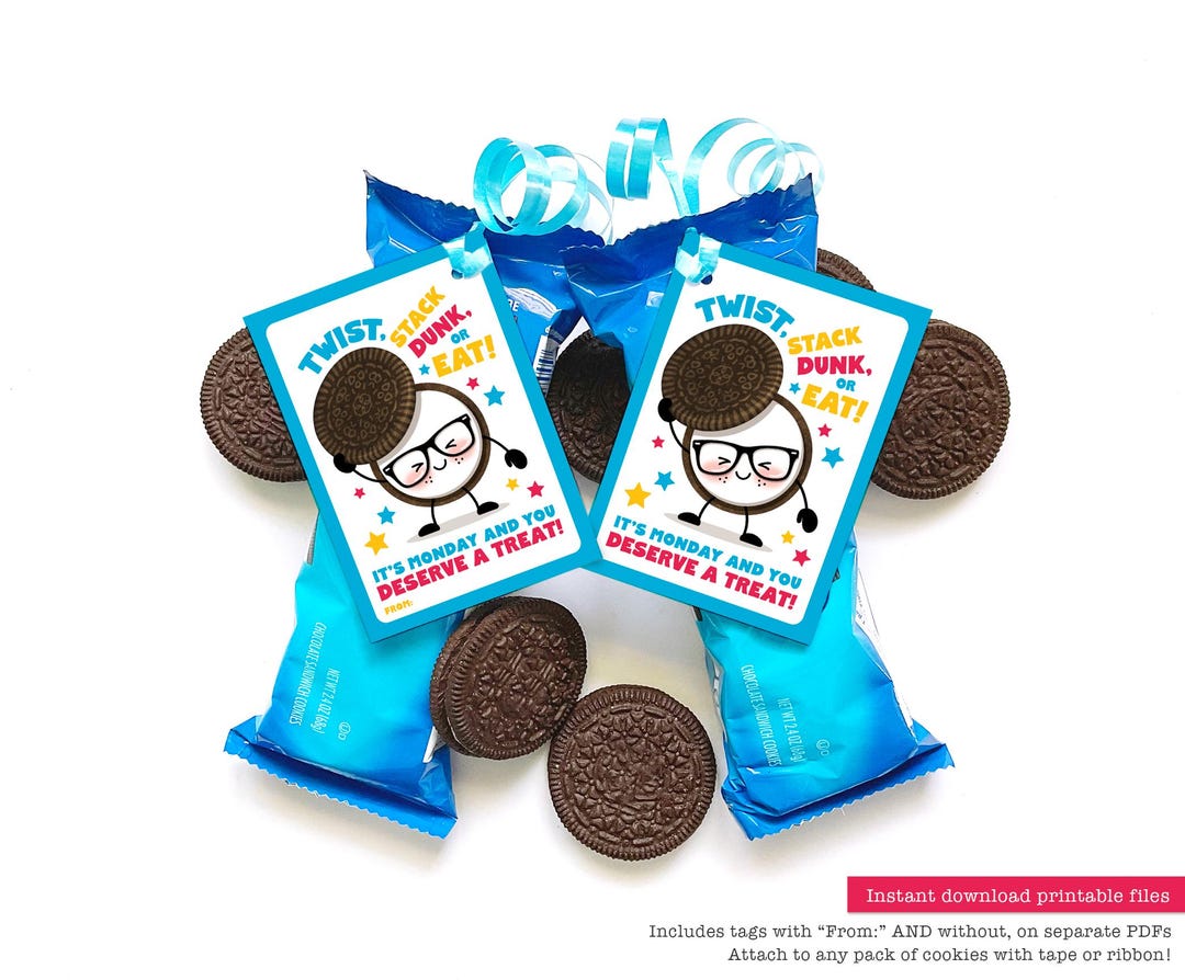 Printable Cookie Treat Tag It's Monday Gift Tag Coworker Treat Office ...