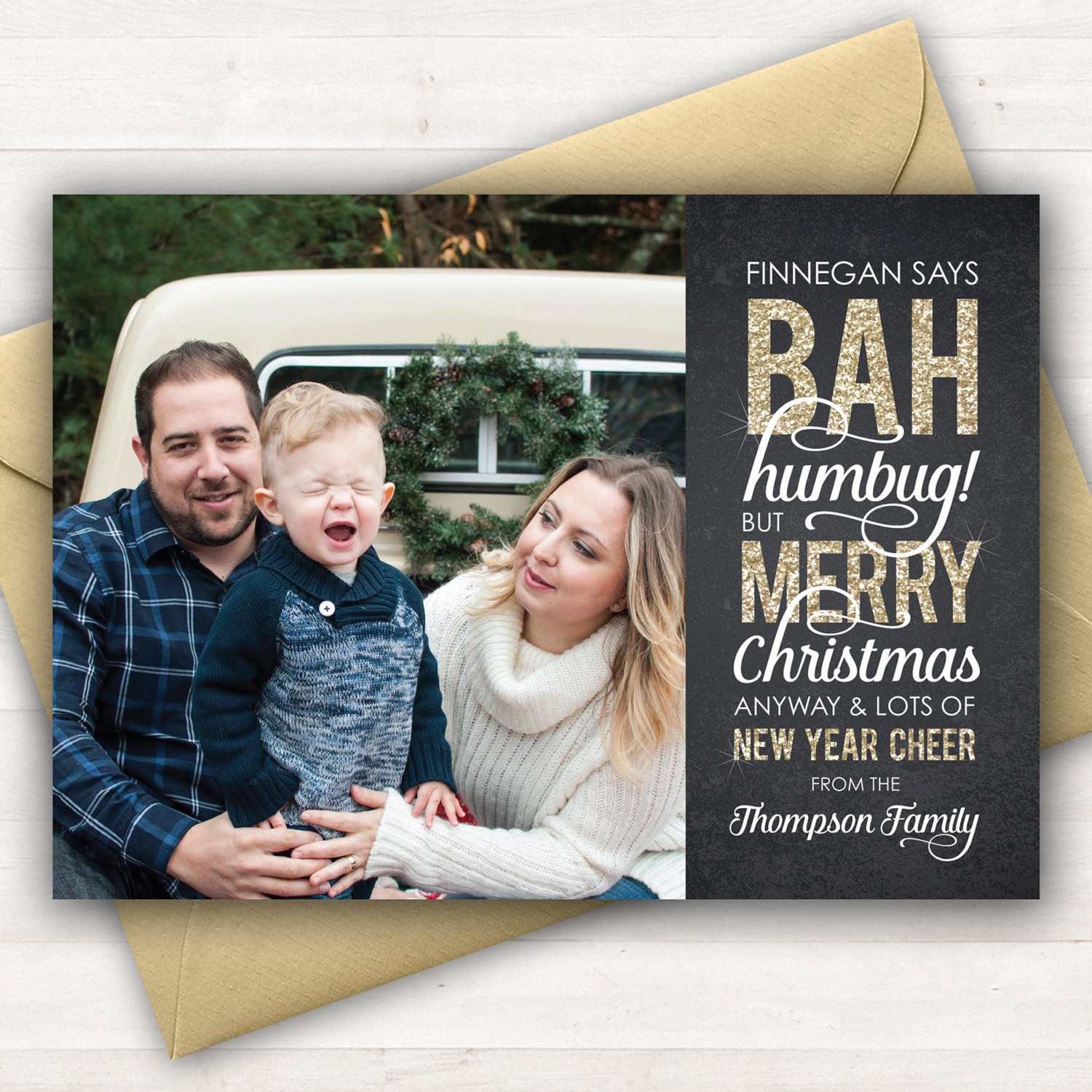 Bah Humbug Christmas Card Funny Christmas Cards Photo | Etsy