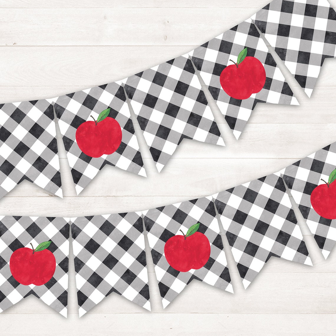 PRINTABLE Apple Banner Buffalo Plaid Banner Apple Decor - Etsy