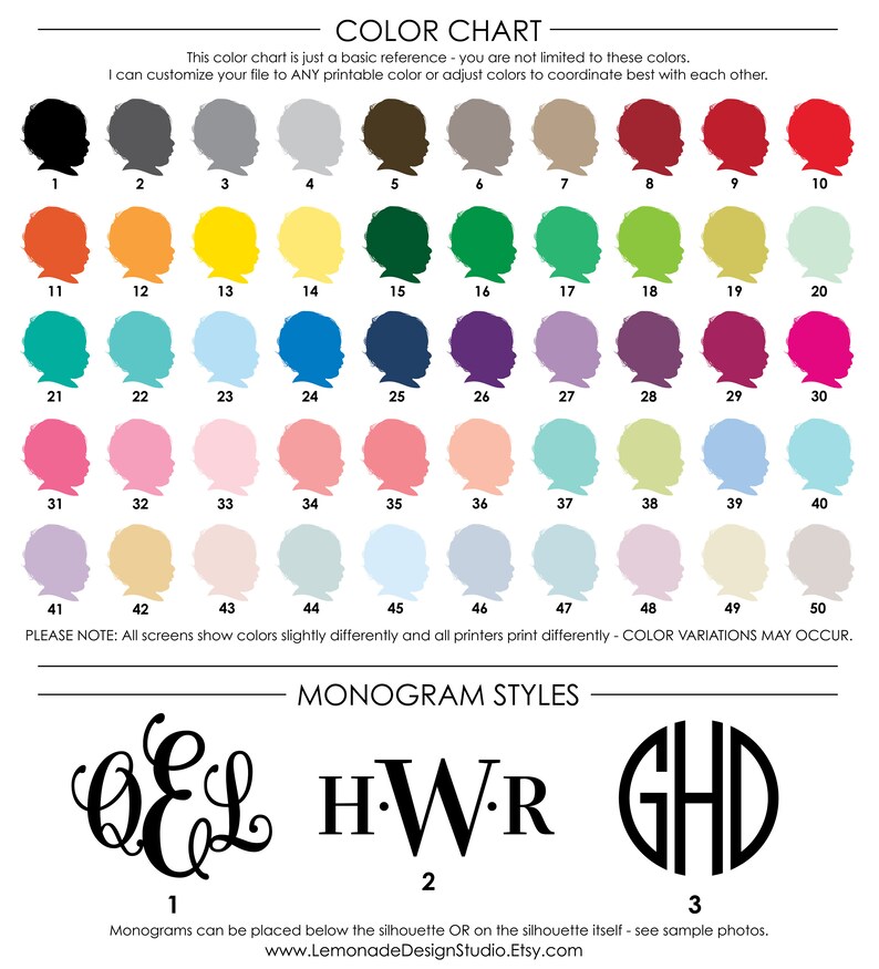 CUSTOM Printable Silhouette, Monogram Silhouette, Monogram Nursery ...