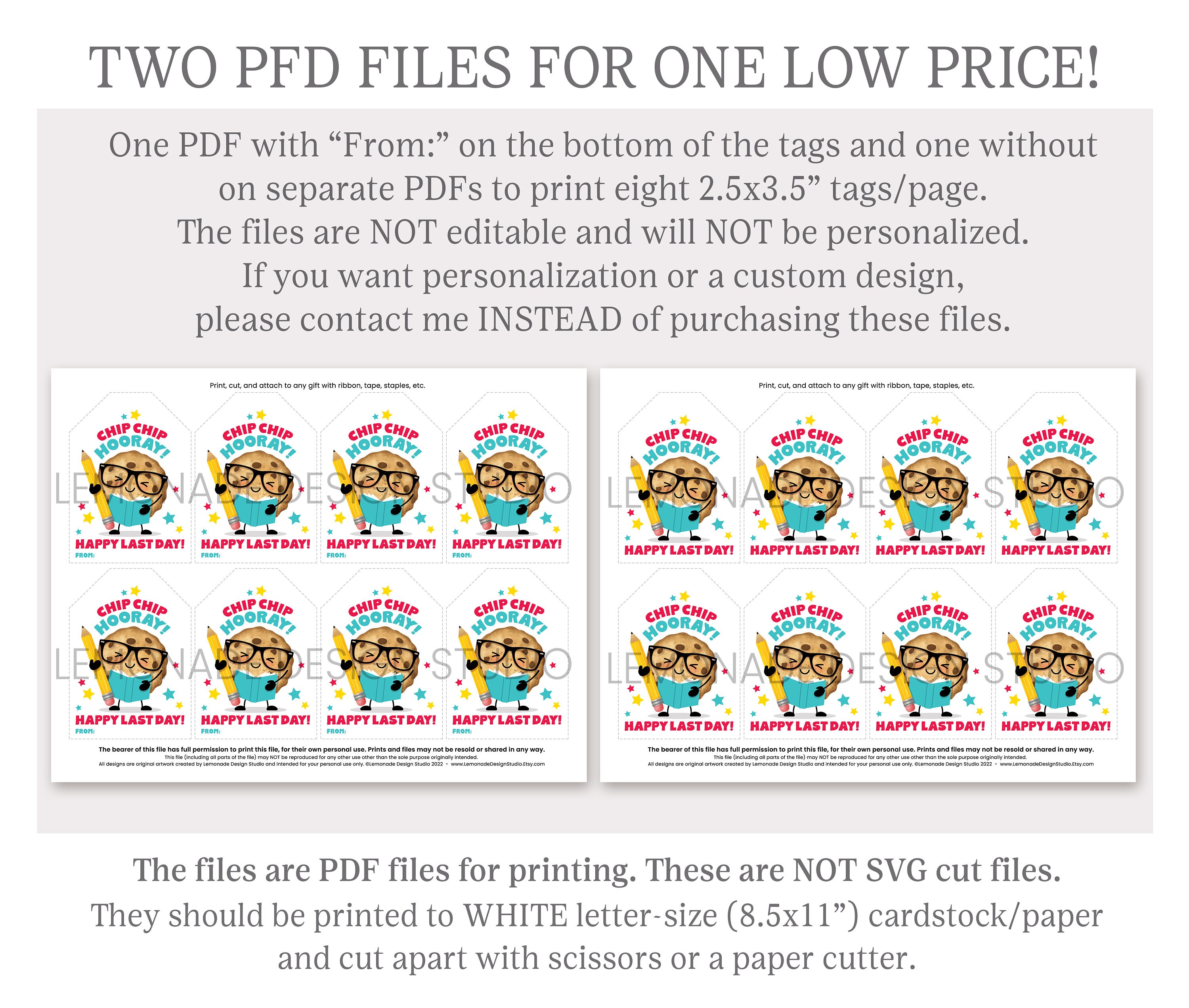Last Day of School Treat Tag Printable Cookies End of School Year Gift ...