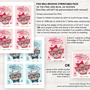 PRINTABLE Valentine Cards Kids, Cat Valentines for Kids, Classroom ...