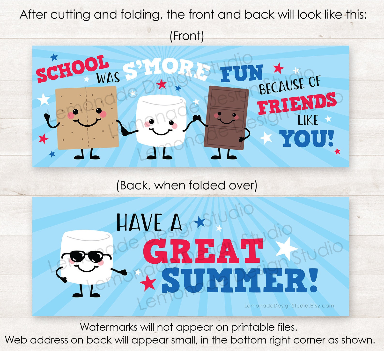 PRINTABLE End Year Gift Tags, Smores Tags, S'mores Favor Tags, Summer ...