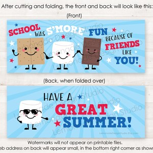 PRINTABLE End Year Gift Tags, Smores Tags, S'mores Favor Tags, Summer ...