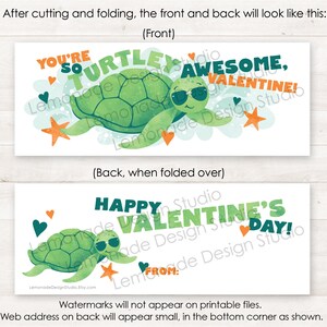 PRINTABLE Turtle Valentines for Kids Valentine Cards Treat Bag Toppers ...