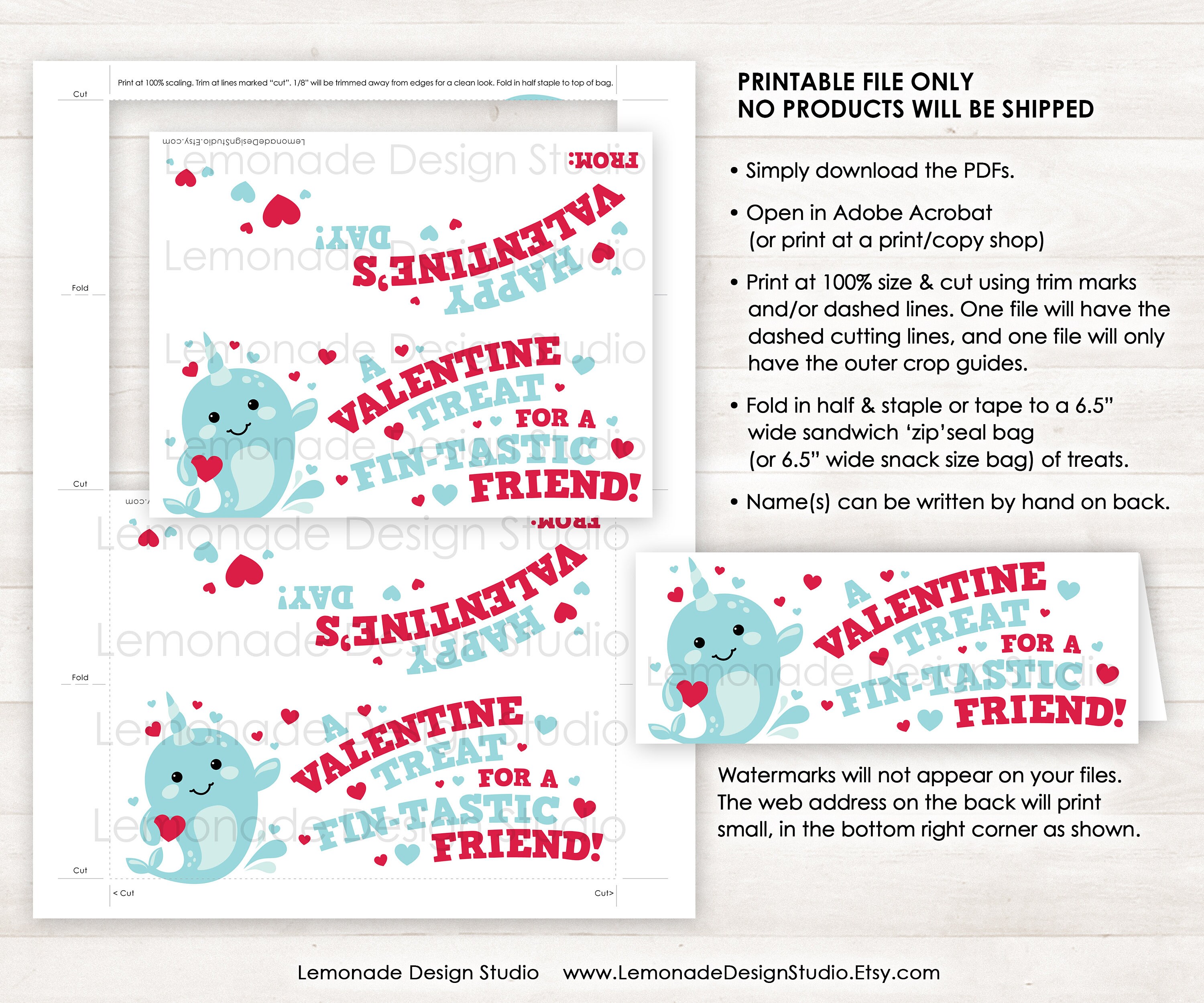 PRINTABLE Valentines for Kids Valentine Treat Bag Toppers | Etsy