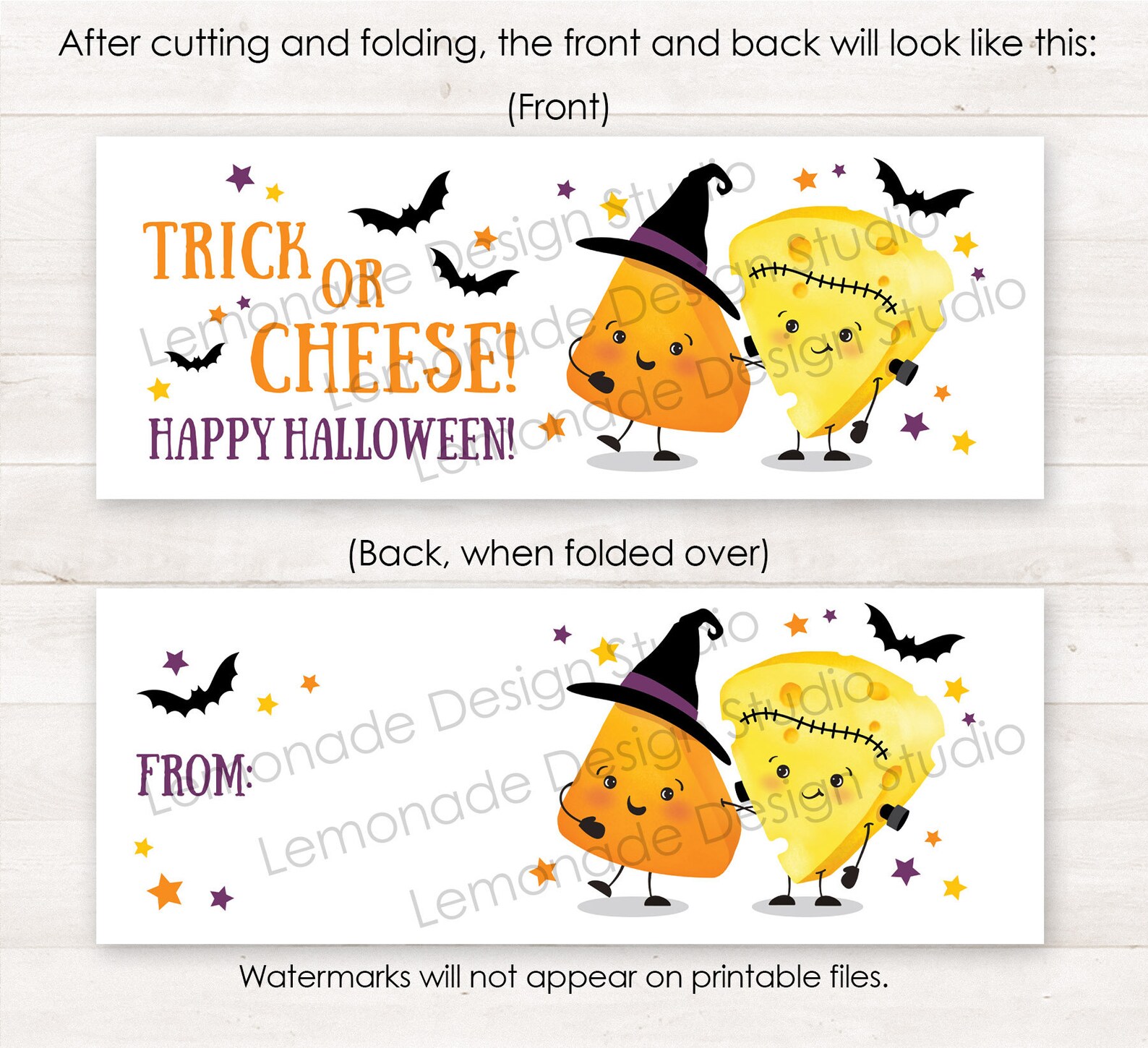 Printable Halloween Class Favors Treat Bag Toppers Cheese - Etsy