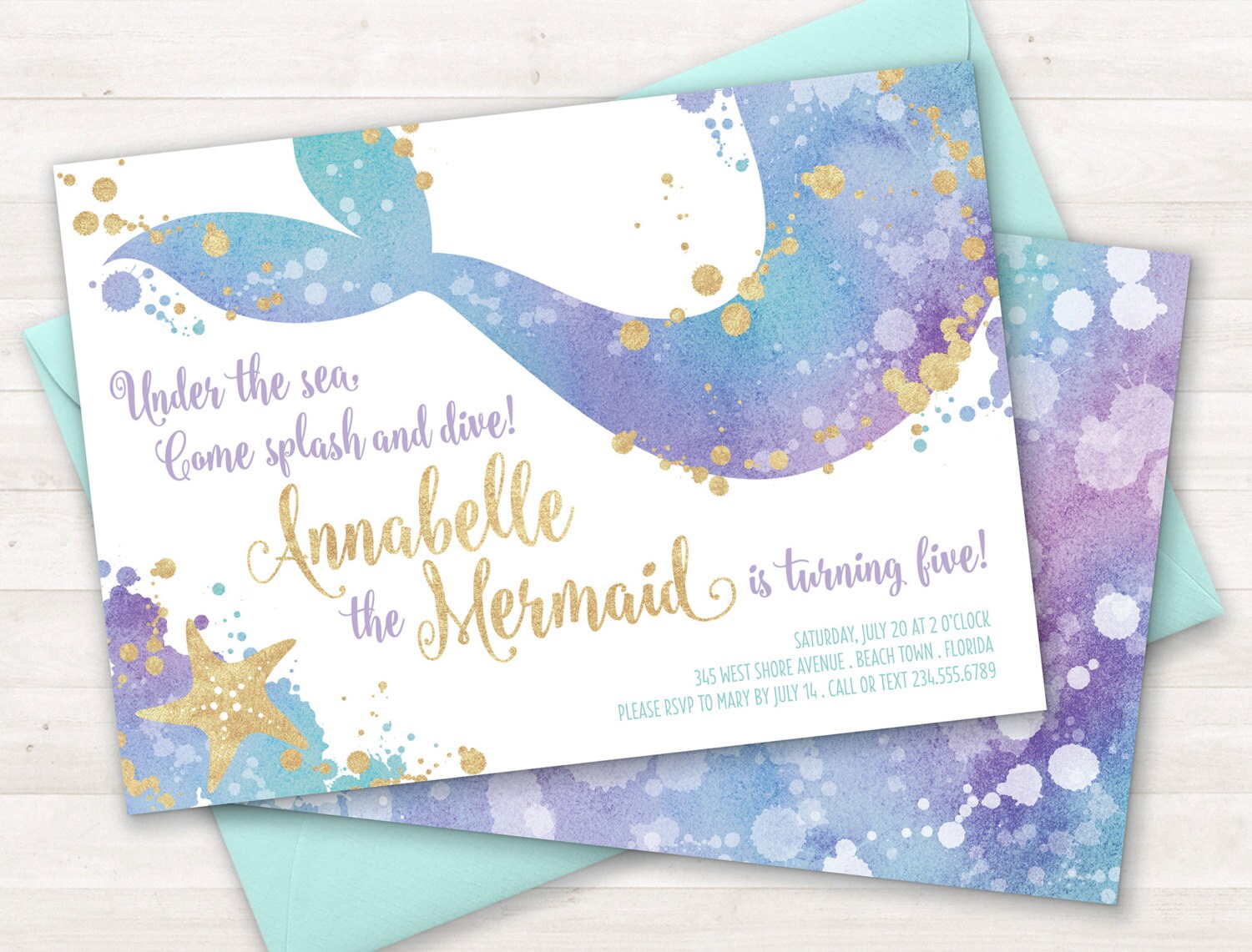 Mermaid Invitation Mermaid Party Invite Under the Sea Party - Etsy