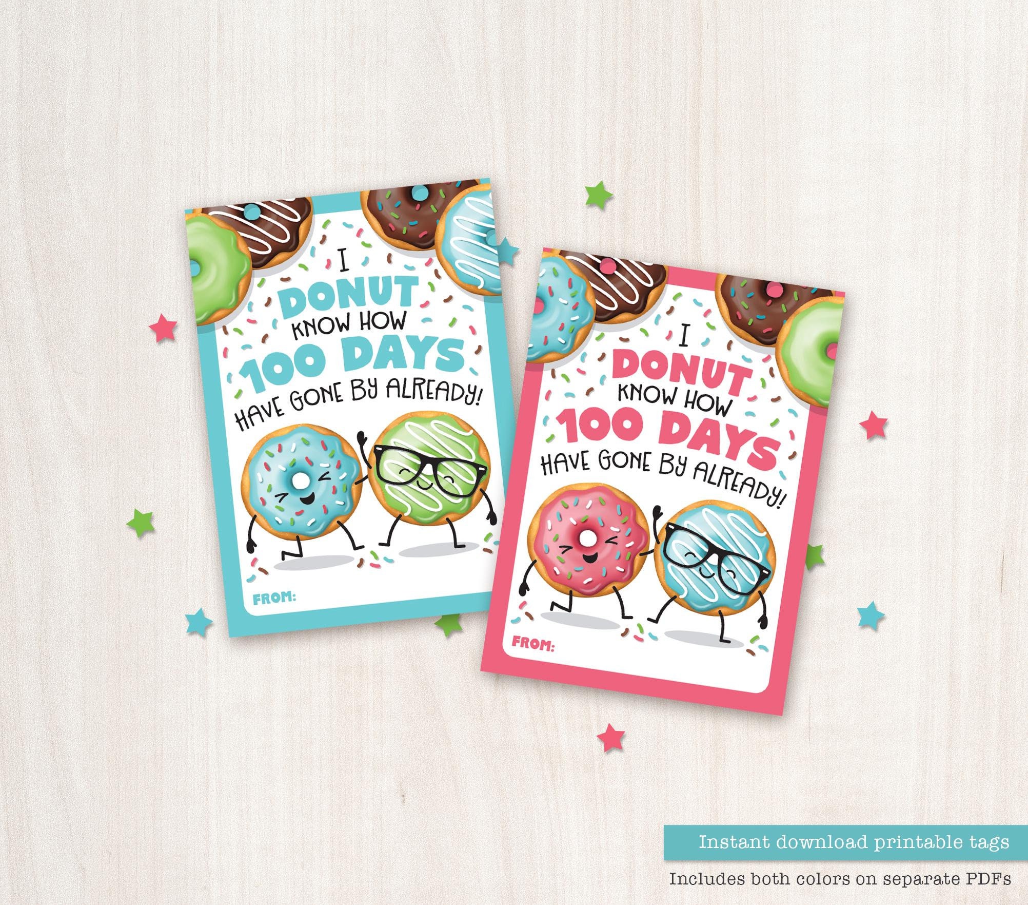 100th Day of School Donut Tags for Student From Teacher or Classmates ...