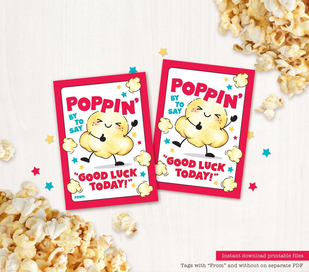 Printable Good Luck Popcorn Tags for Testing Day Game Day Test Finals ...