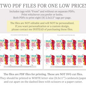 100 Days of School Printable Treat Tag Roll up Fruit Snack Tags ...