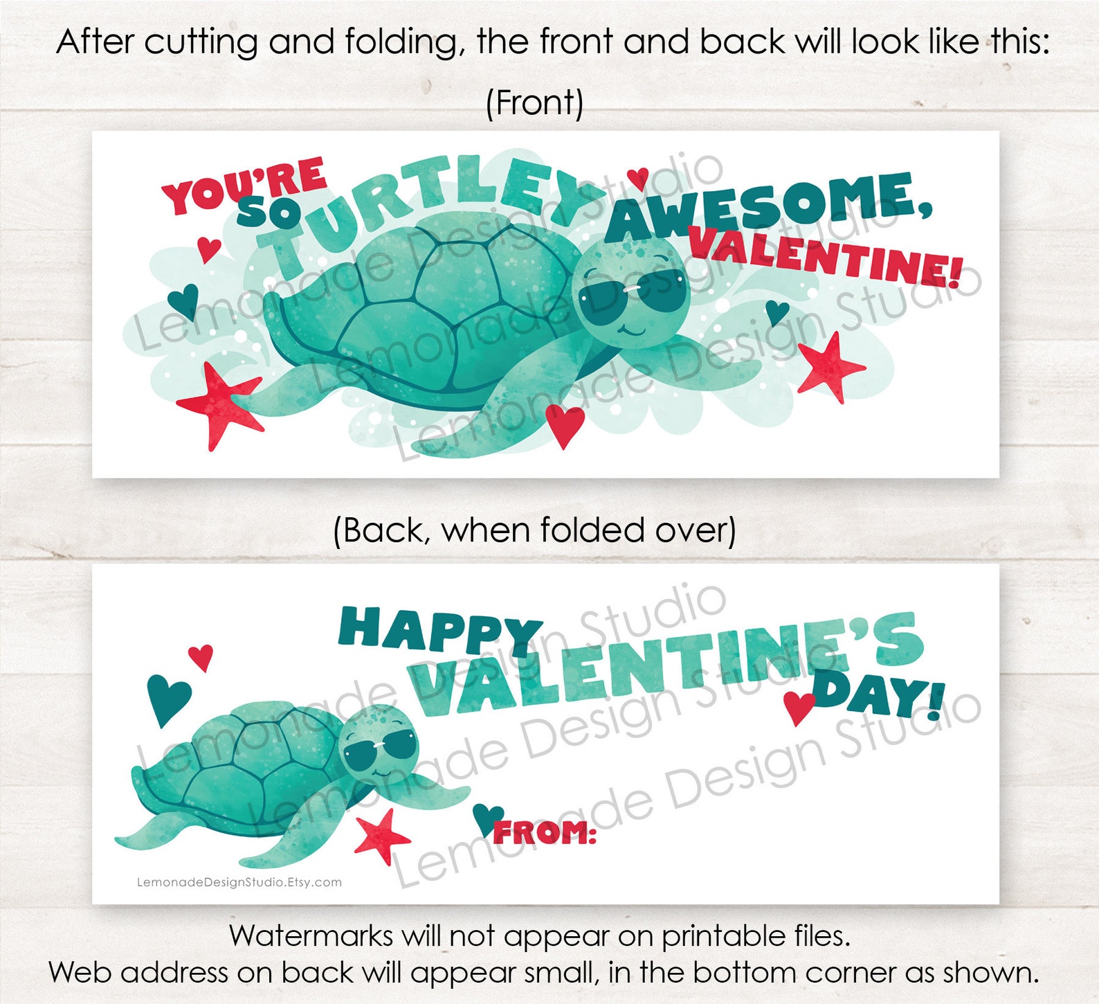PRINTABLE Turtle Valentines for Kids Valentine Cards Treat Bag | Etsy
