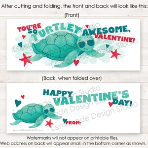 PRINTABLE Turtle Valentines for Kids Valentine Cards Treat Bag Toppers ...