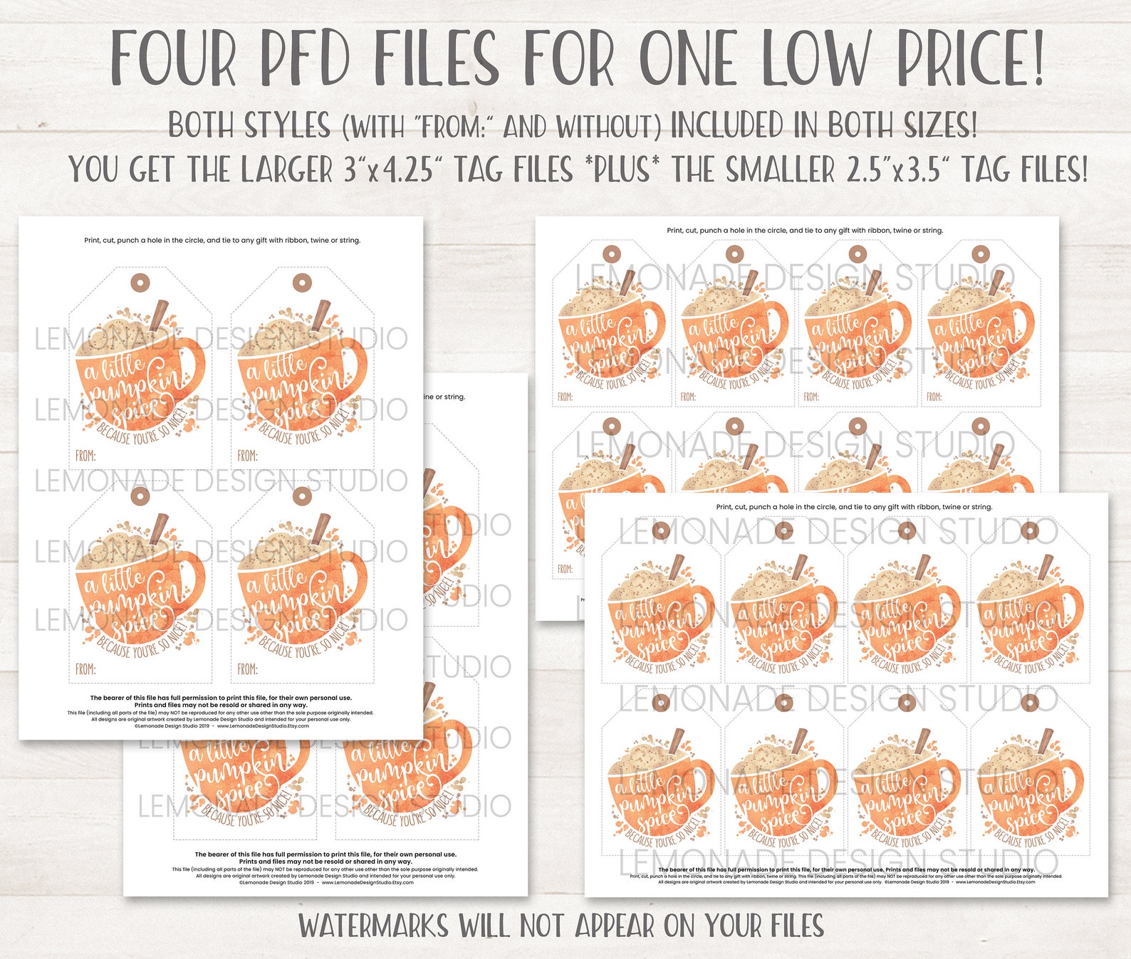 Pumpkin Spice Gift Tags PRINTABLE Fall Gift Tags Fall Favor Tag Teacher ...