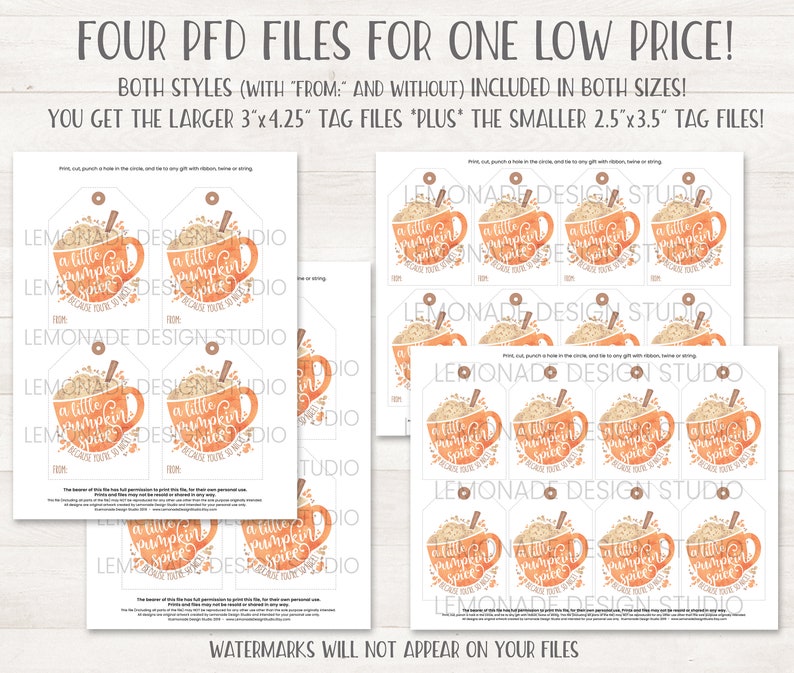 Pumpkin Spice Gift Tags PRINTABLE Fall Gift Tags Fall Favor Tag Teacher ...