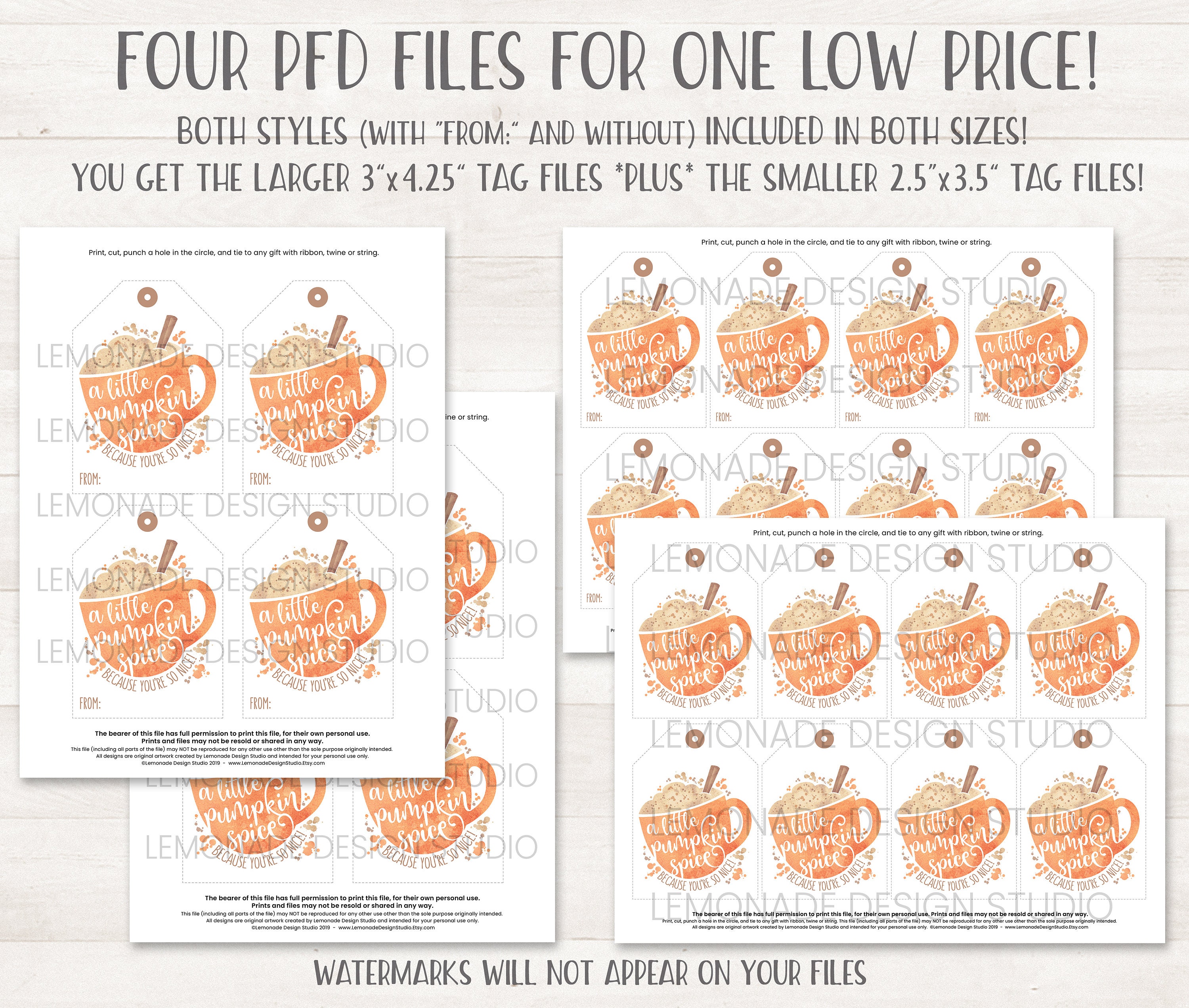 Pumpkin Spice Gift Tags PRINTABLE Fall Gift Tags Fall Favor - Etsy