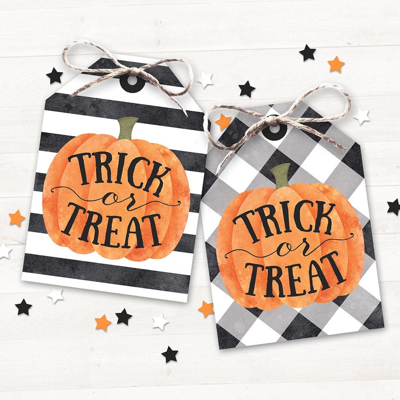 PRINTABLE Trick or Treat Tags Printable Halloween Favor Tags - Etsy