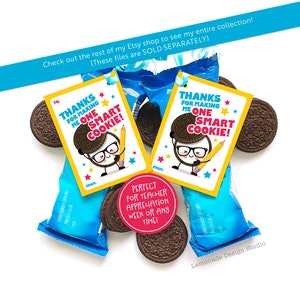 Printable Sandwich Cookie Treat Tag Cookies Gift Tag Classroom Treat ...
