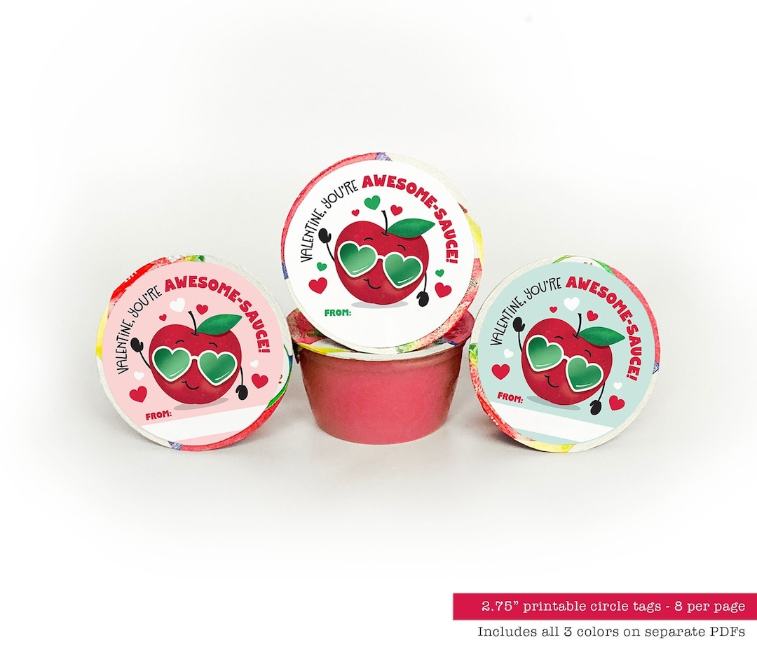 Printable Valentine's Day Applesauce Labels Awesomesauce Valentine Kids ...