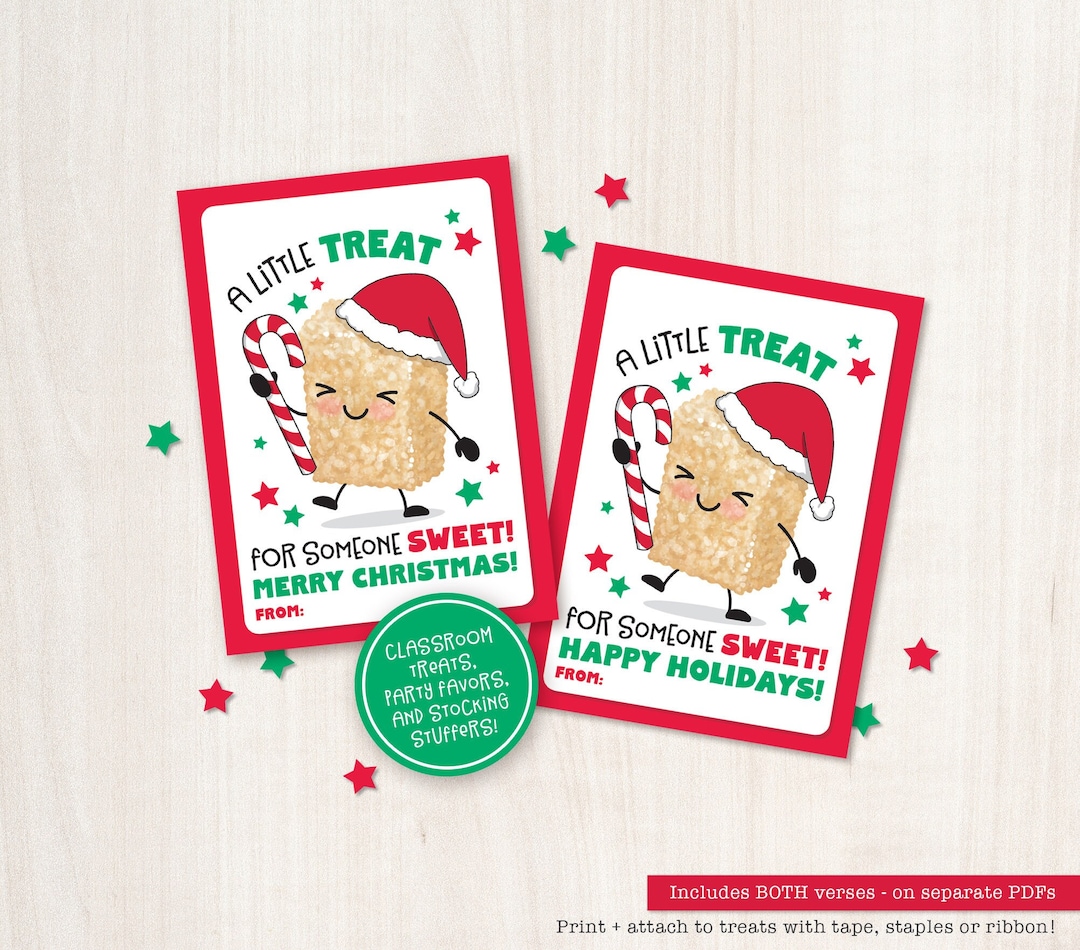 Printable Christmas Treat Tag for Crispy Rice Treats Classroom Holiday ...