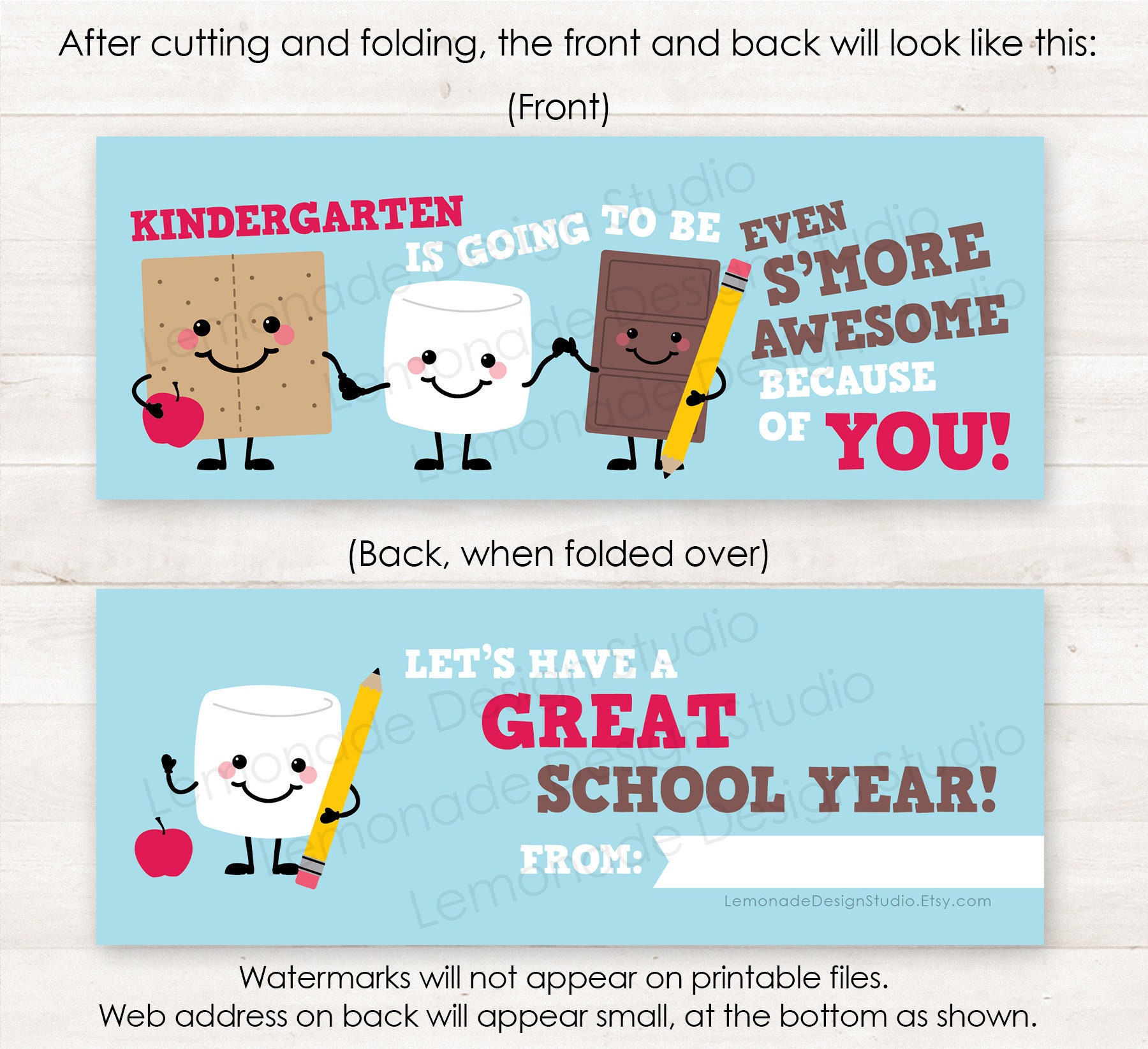 Kindergarten Back to School Gift for Students Printable Smores Tags ...