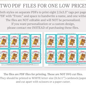 First Day of School Printable Tag Classroom Treat Tag Teddy Bear ...