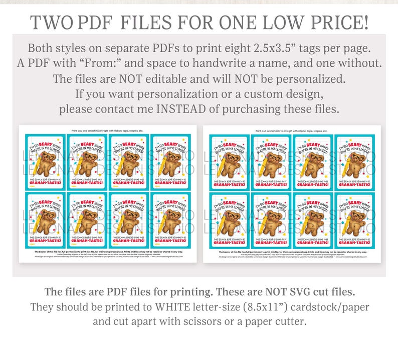 First Day of School Printable Tag Classroom Treat Tag Teddy Bear ...