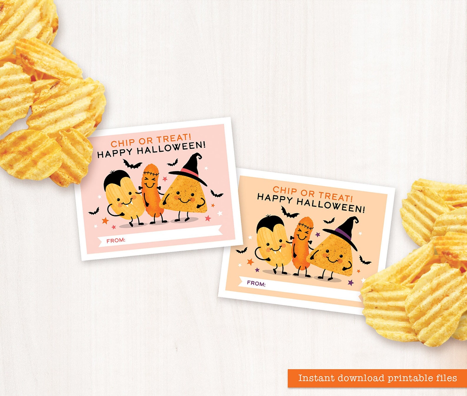 Printable Halloween Trick or Treat Tags Chip Tags Classroom - Etsy