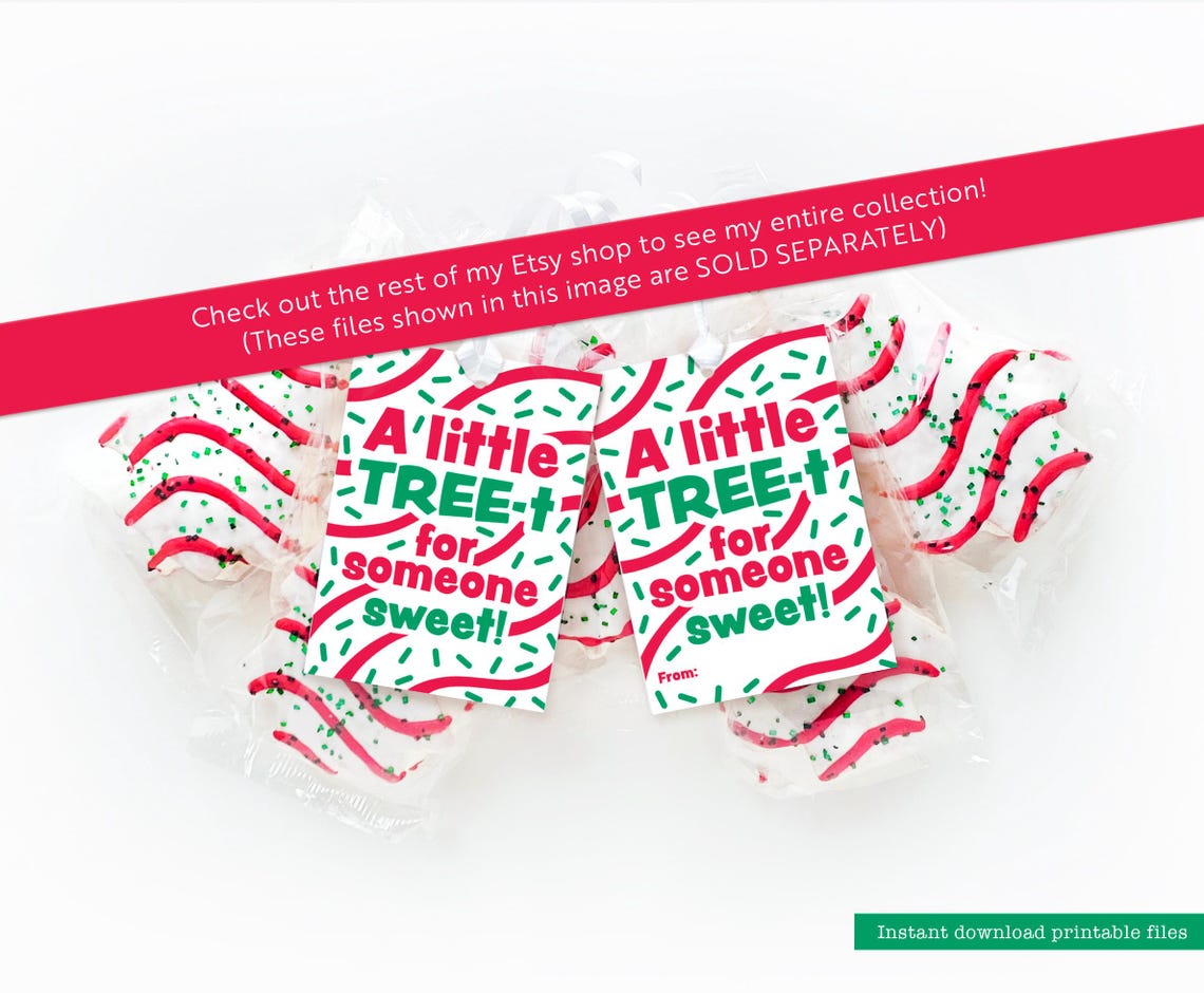 Printable Christmas Treat Tag Classroom Christmas Tree Snack Cake Tag ...