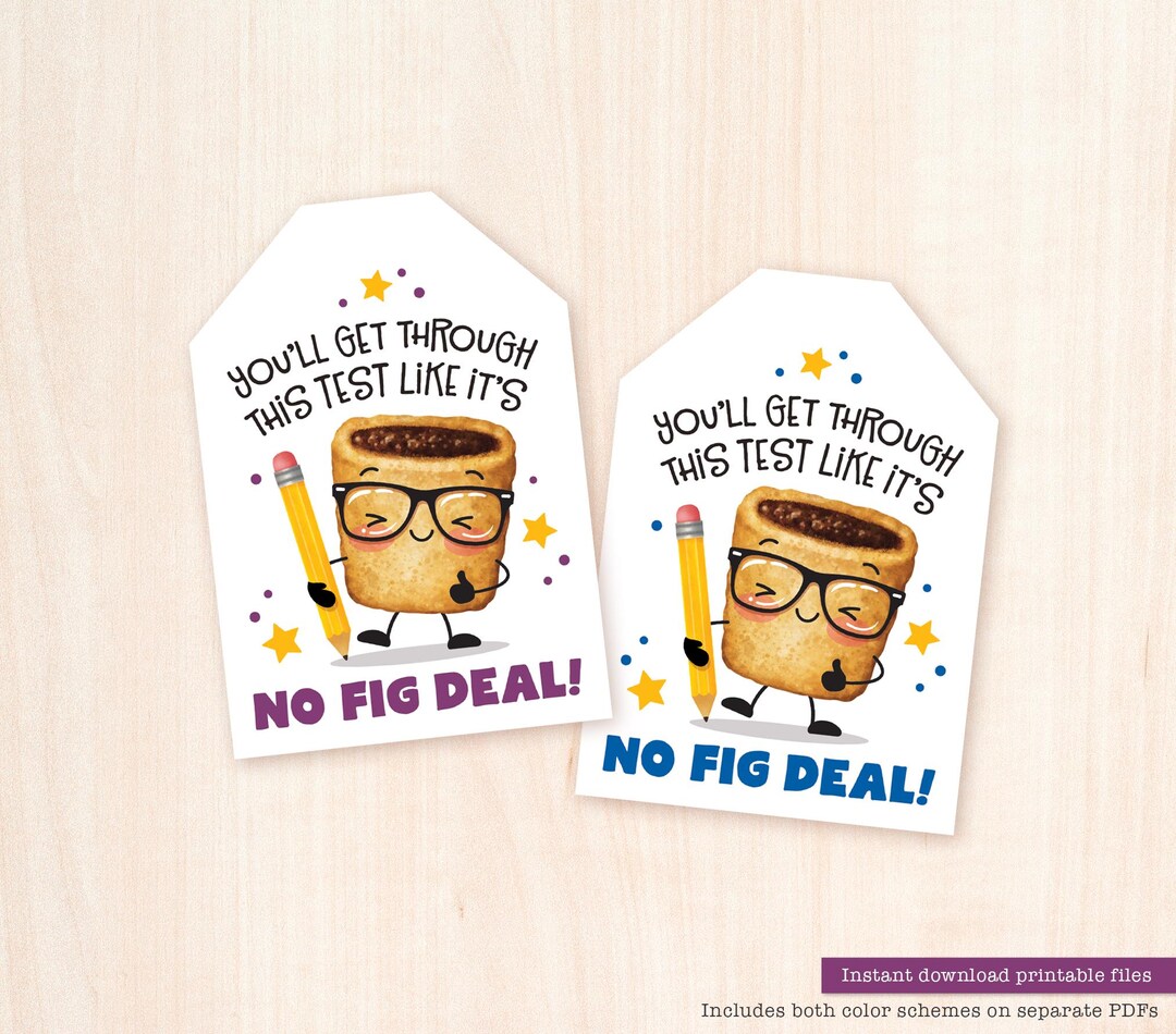 Printable Testing Day Snack Tag - Fig Bar Classroom Treat for Students ...